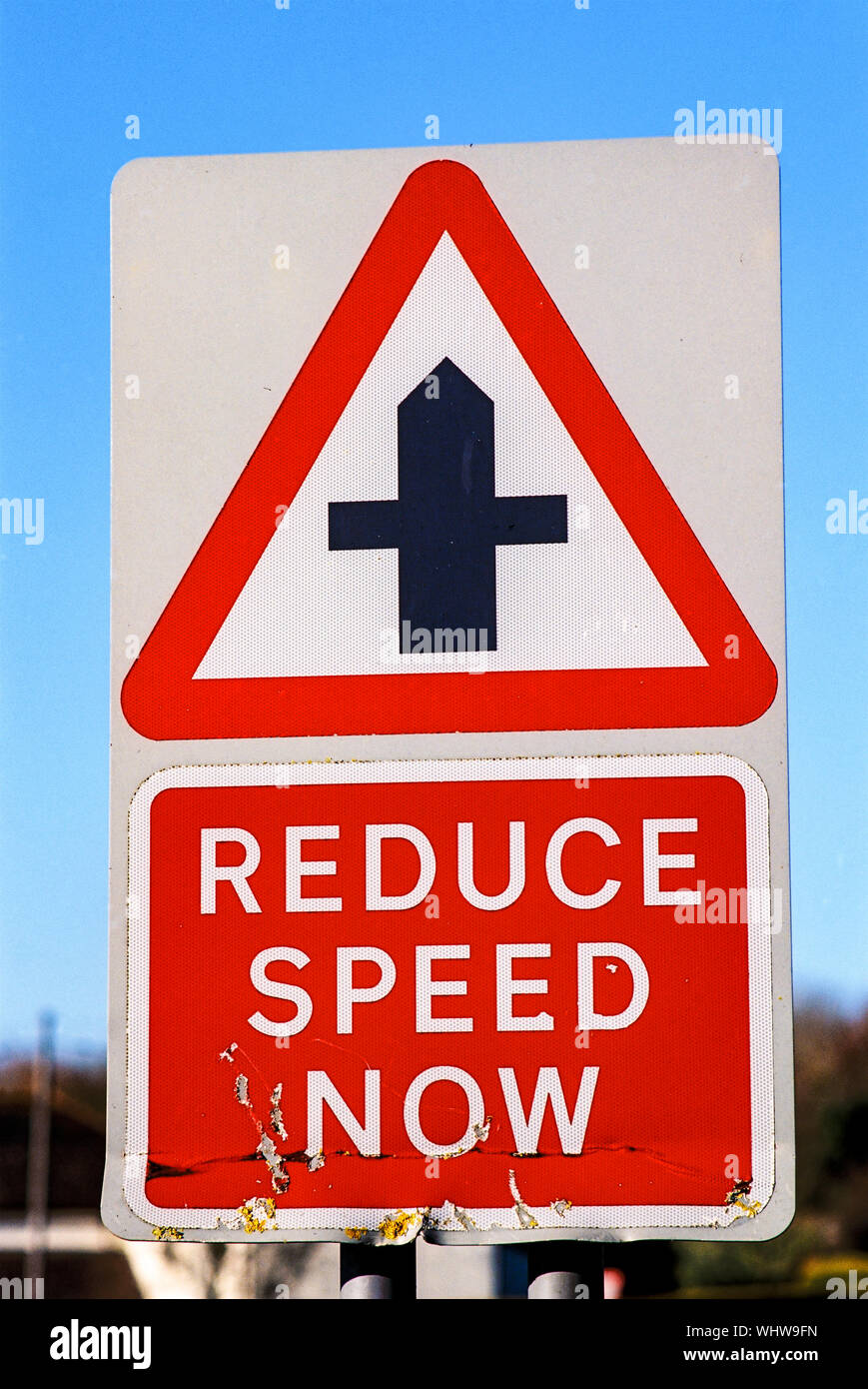 Reduce speed warning sign hi-res stock photography and images - Alamy