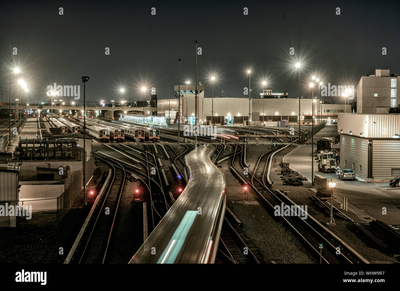 Train yard at night hi-res stock photography and images - Alamy
