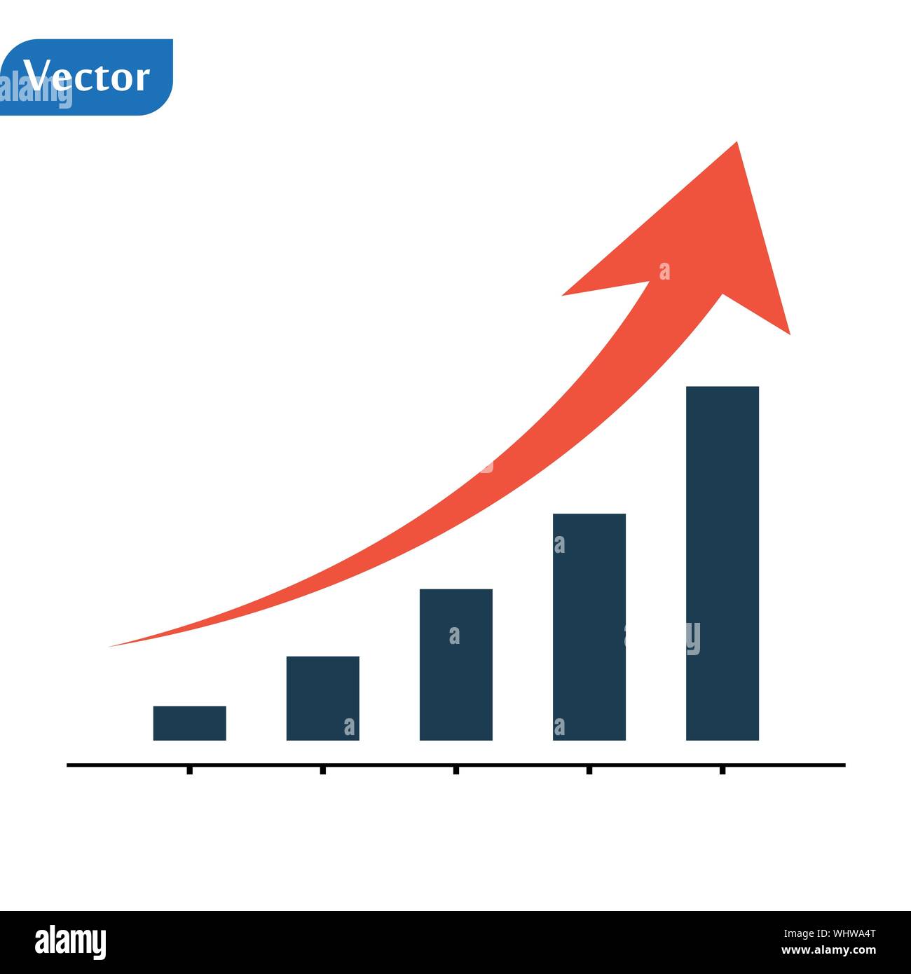 concept colour colum chart with growth arrow. isolated vector graphic ...