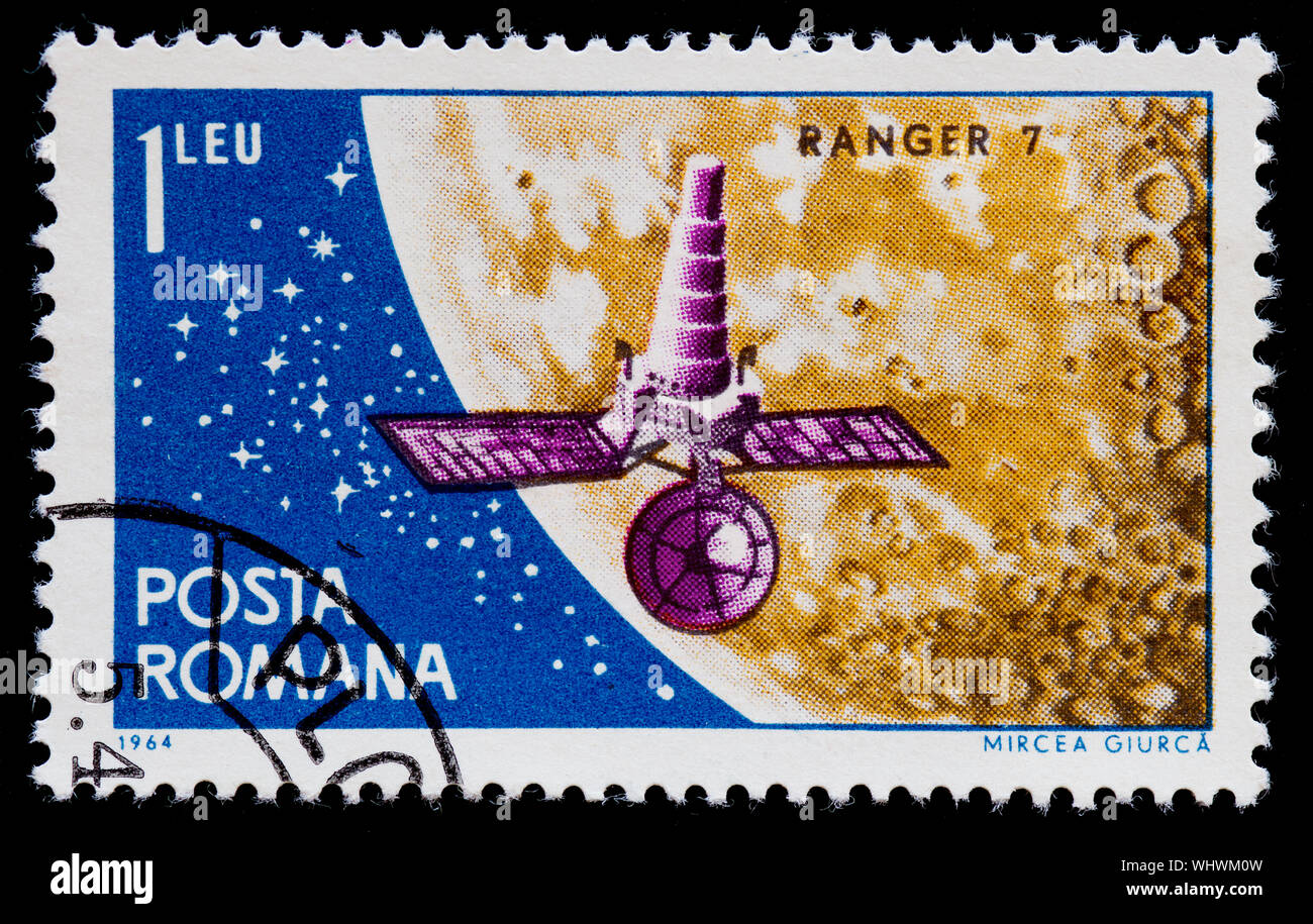 Romania Postage Stamp - Moon probe "Ranger 7 Stock Photo - Alamy