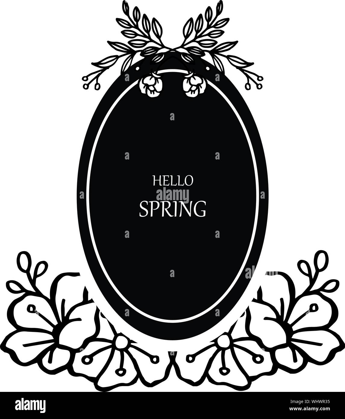 Wallpaper unique leaf floral frame, for lettering of hello spring ...