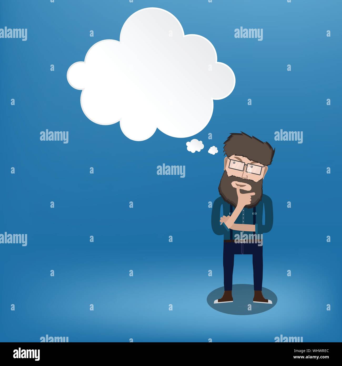 Person thinking with thought bubbles hi-res stock photography and ...