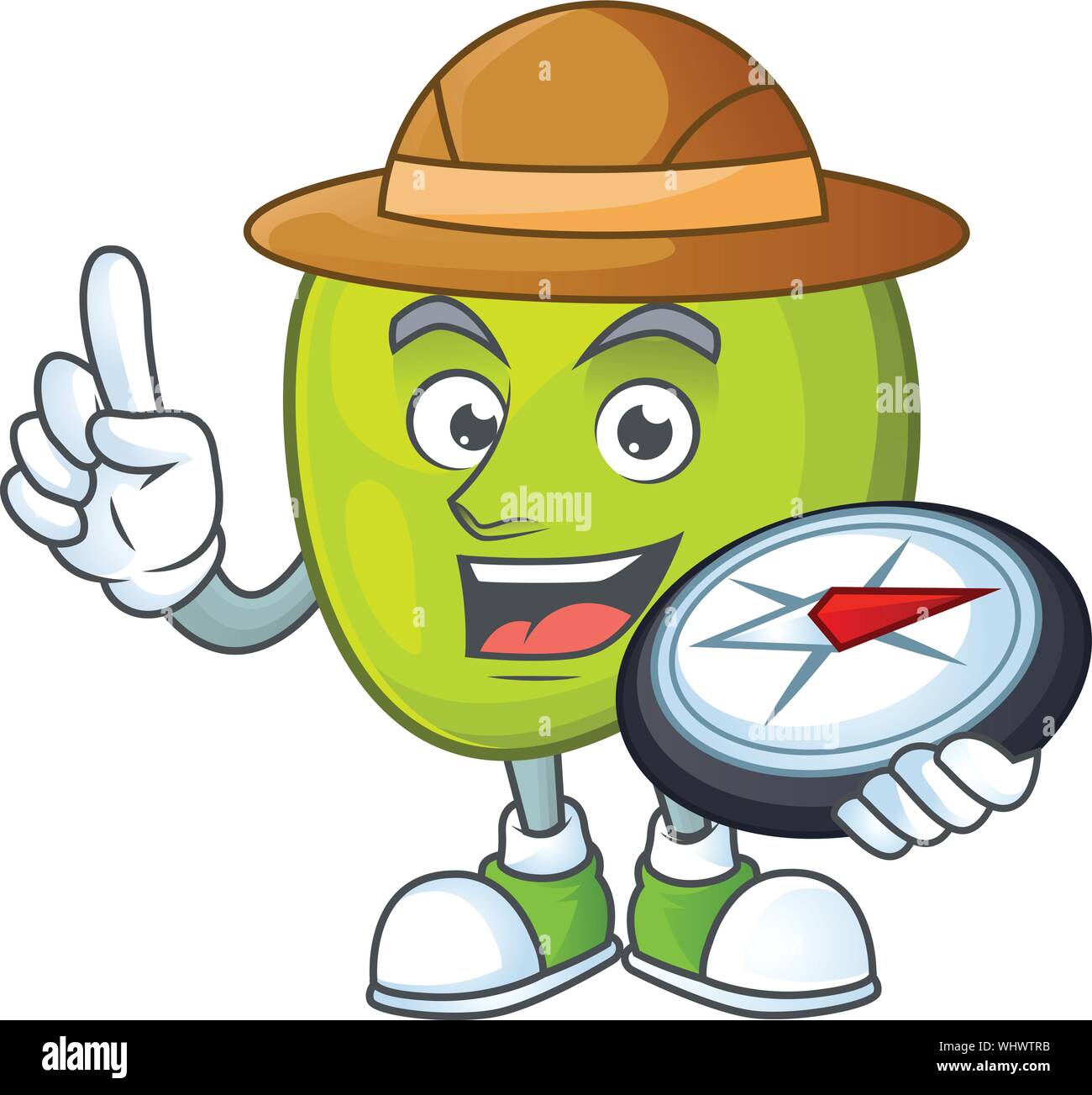 Explorer granny smith green apple cartoon mascot Stock Vector Image ...