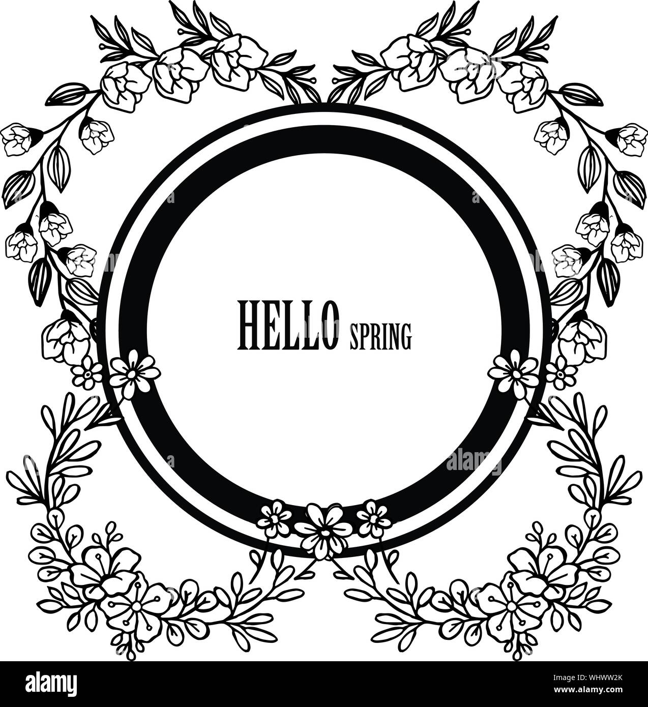 Wallpaper unique leaf floral frame, for lettering of hello spring ...