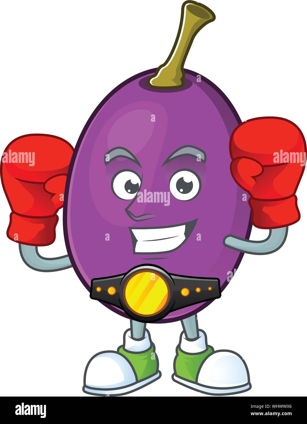 Boxing winne fruit cartoon character on white background Stock Vector ...