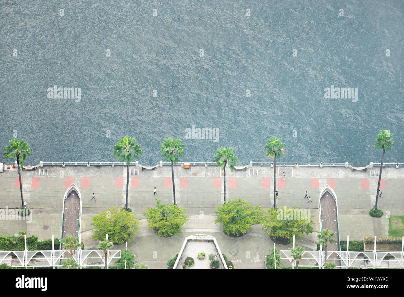 Aerial View Of Trees At Promenade By Sea Stock Photo - Alamy