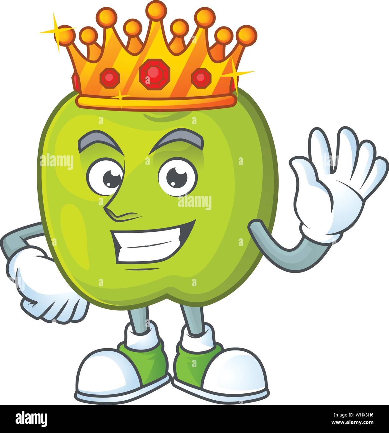 King granny smith apple character for health mascot Stock Vector Image ...