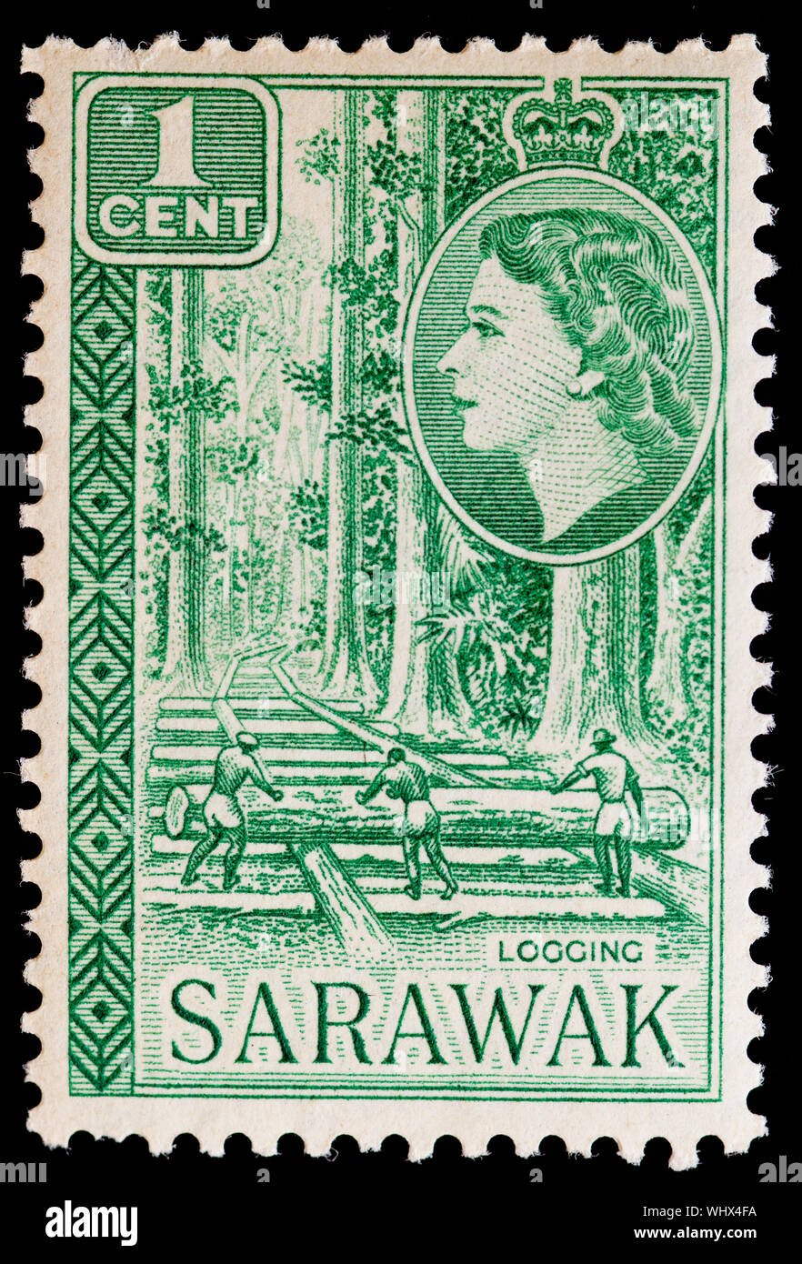 Sarawak Postage Stamp - Logging Stock Photo - Alamy