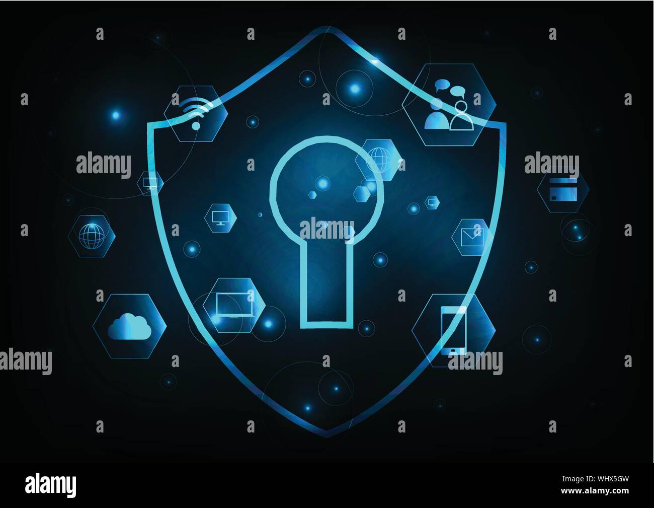Internet Technology Cyber Security Concept Of Protect And Scan Computer Virus Attack With Radar
