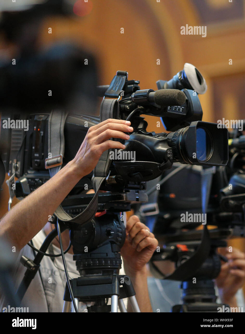 Details with television video cameras and recording equipment during a ...