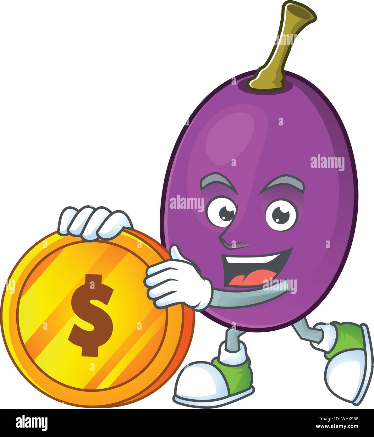Bring coin delicious winne fruit in a character cartoon Stock Vector ...