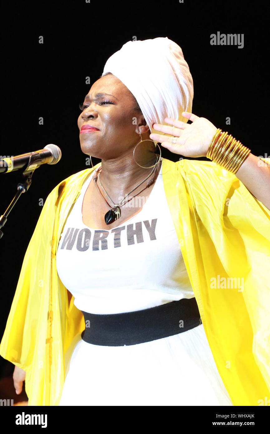 Singer India Arie performing at the Dell Music Center in Philadelphia ...