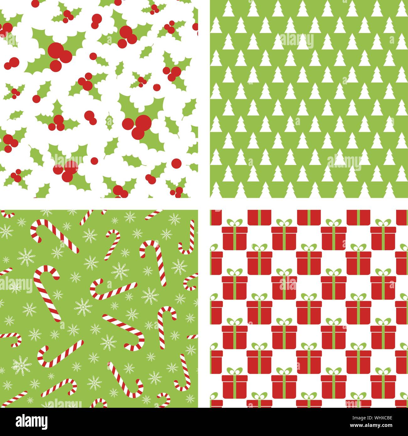 Seamless Christmas patterns. Set of vector backgrounds for wrapping ...