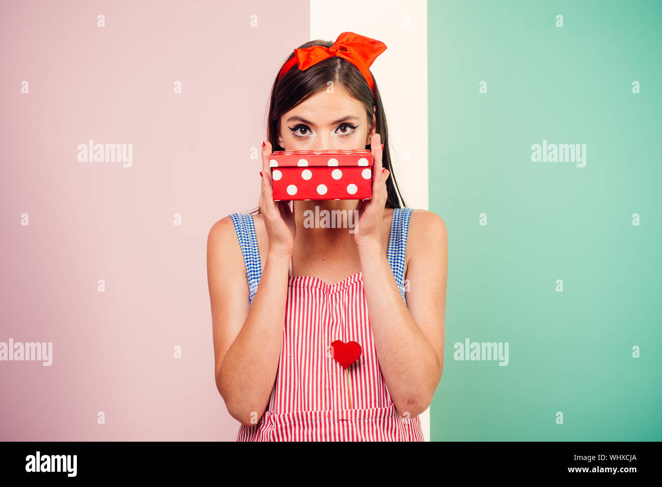 happy birthday. Party celebration. pin up woman with trendy makeup ...