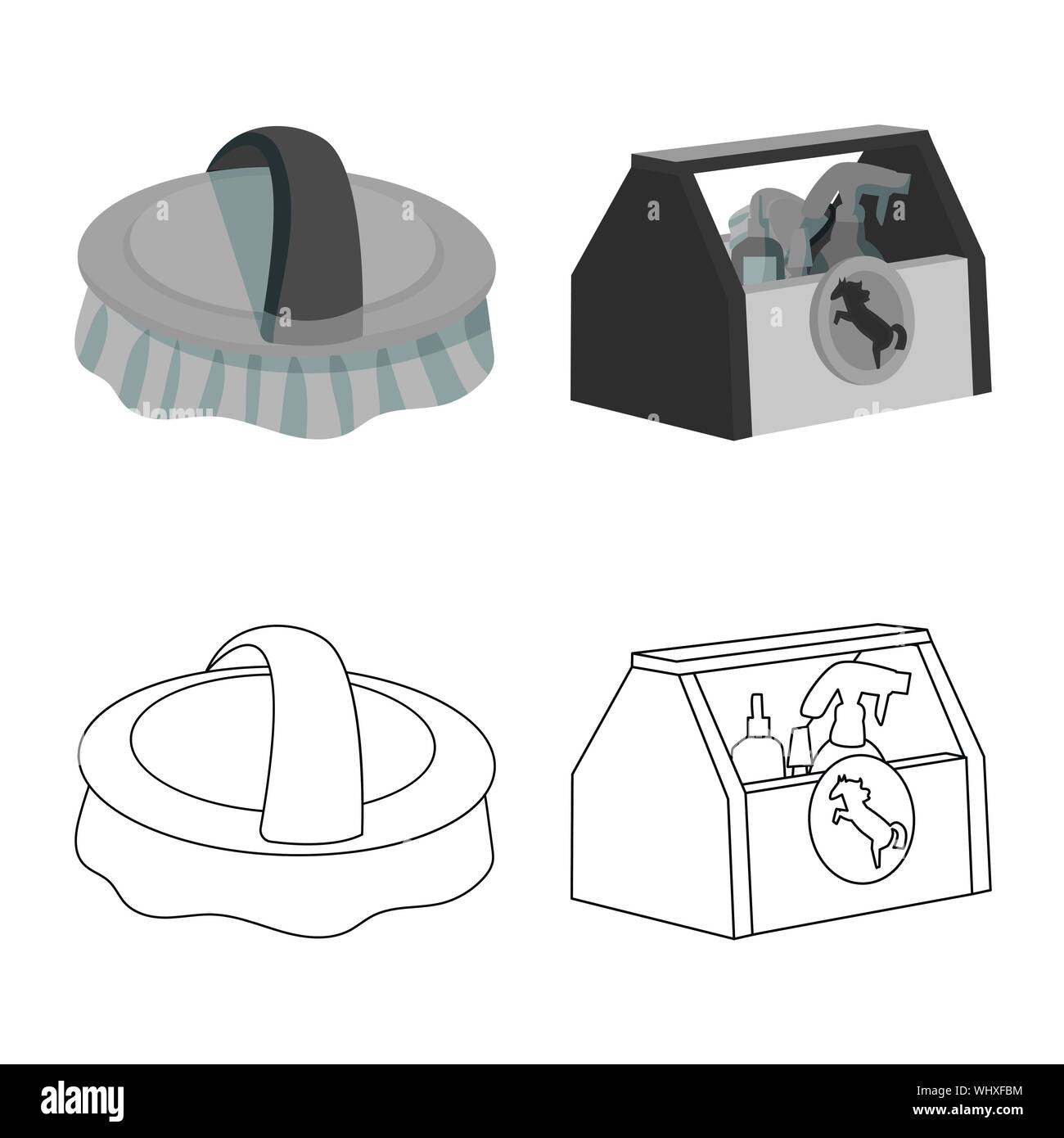 Vector illustration of equipment and riding sign. Collection of ...