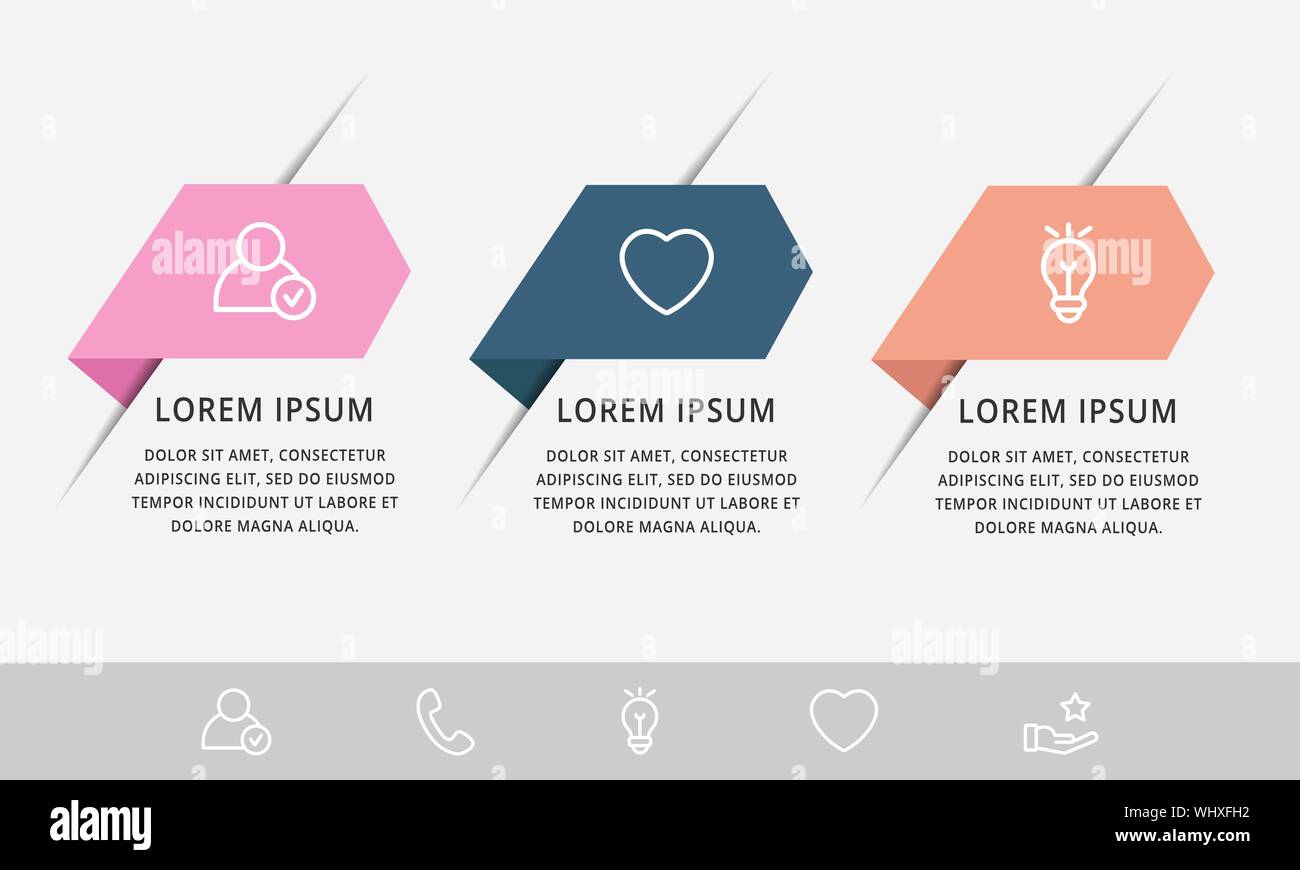 Vector infographic flat template arrows for three label, diagram, graph, presentation. Business ...
