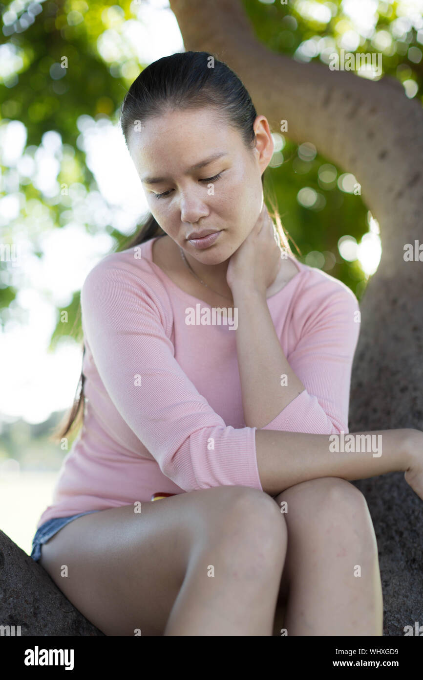 Gloomy setting young woman Stock Photo - Alamy