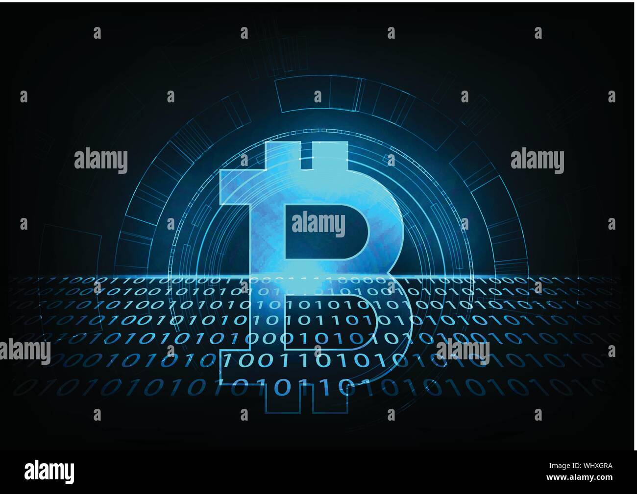 Abstract futuristic digital money with logo bitcoin digital currency on ...