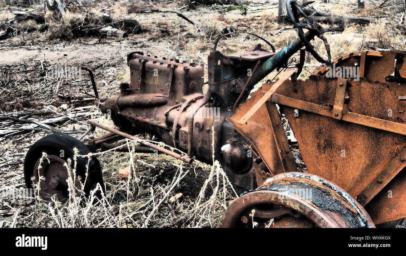 Old rusty and ruined agricultural tractor hi-res stock photography and ...