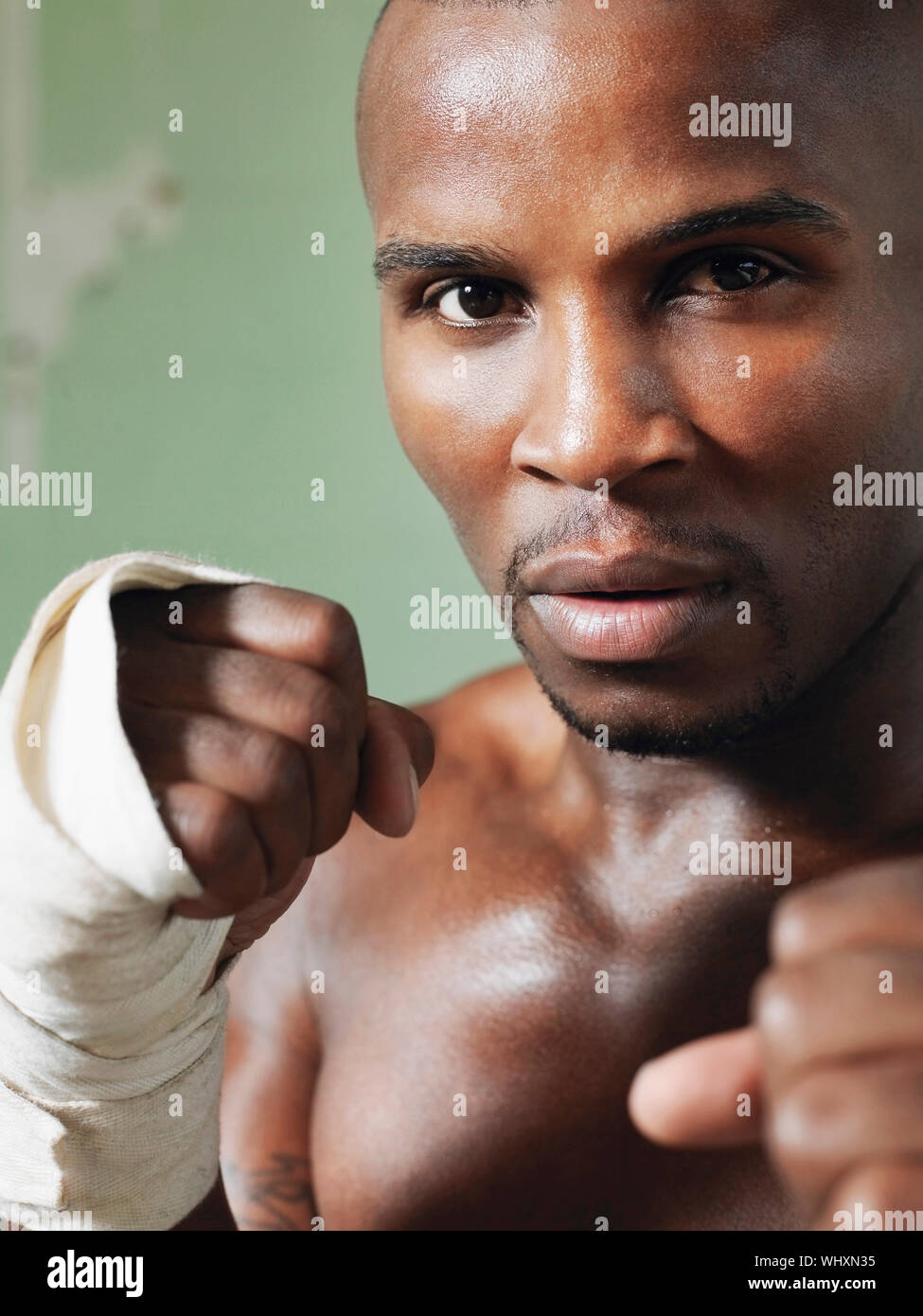 Confident serious african american fighter hi-res stock photography and ...