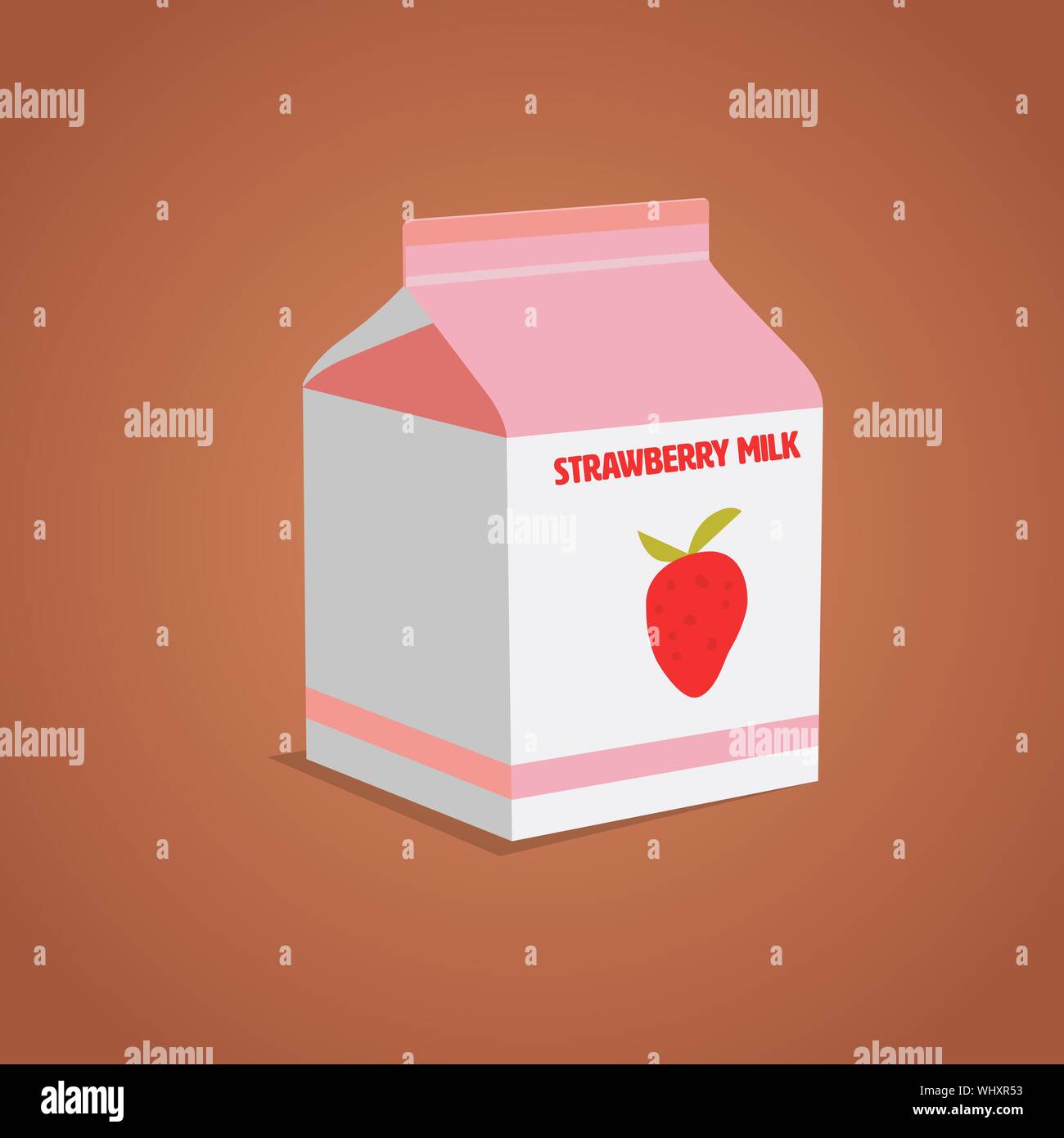 Strawberry milk box with brown background.Fresh strawberry milk package ...
