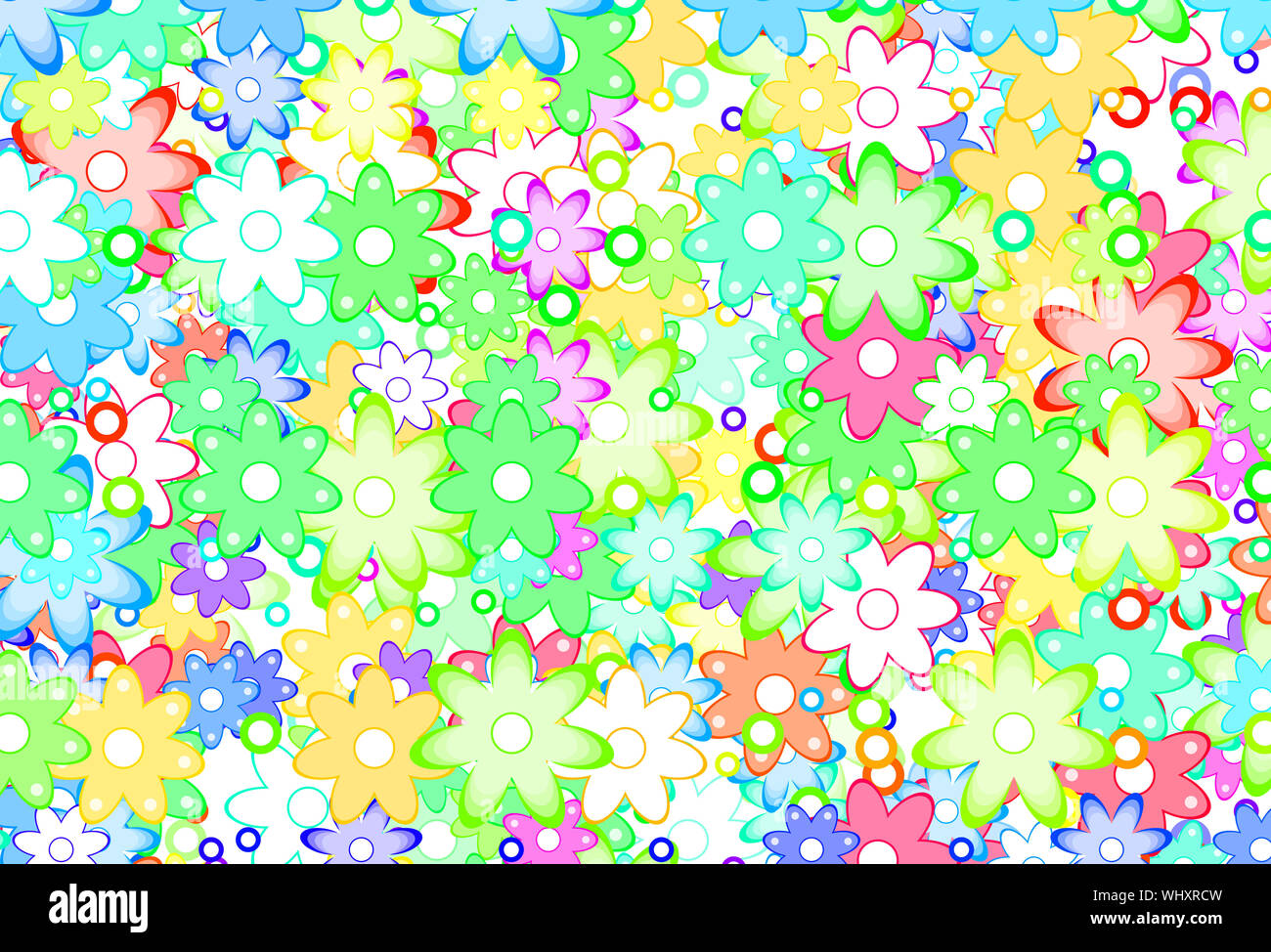 Cute Cartoon Art Flowers Simple Color Background Stock Photo - Alamy