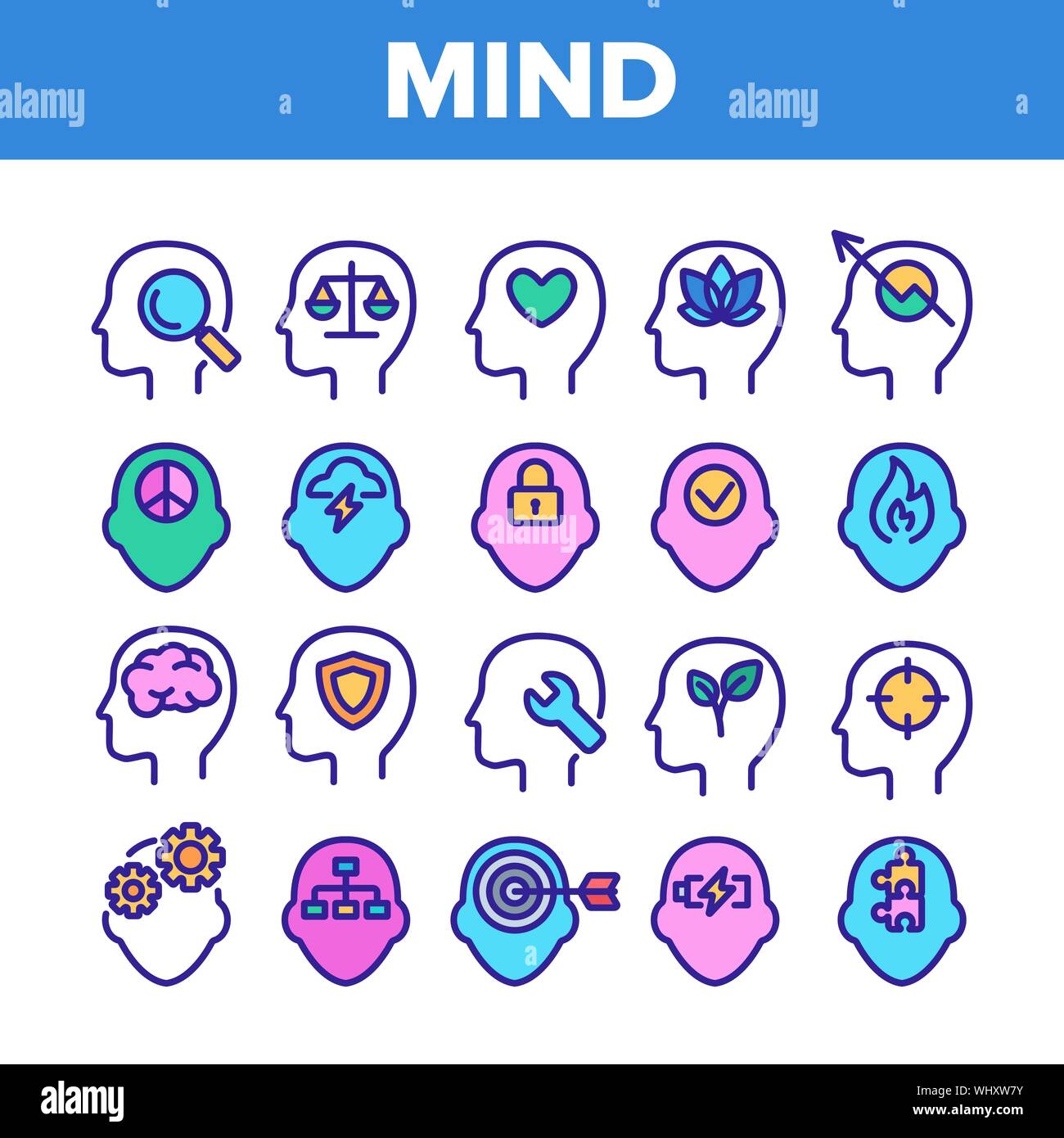 Color Mind Elements Vector Sign Icons Set Stock Vector Image & Art - Alamy