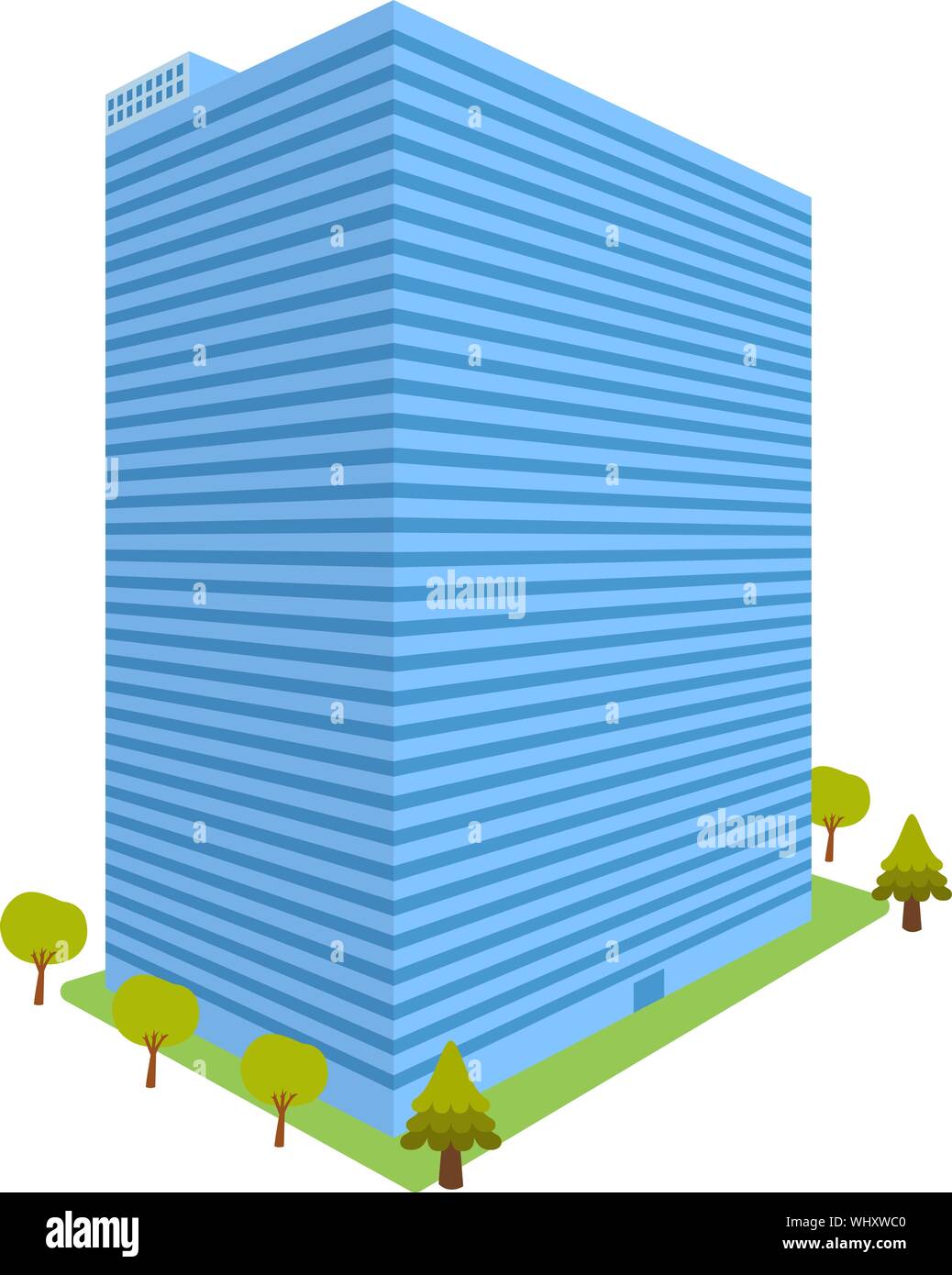 High Building perspective with trees element.Tower office isolated ...