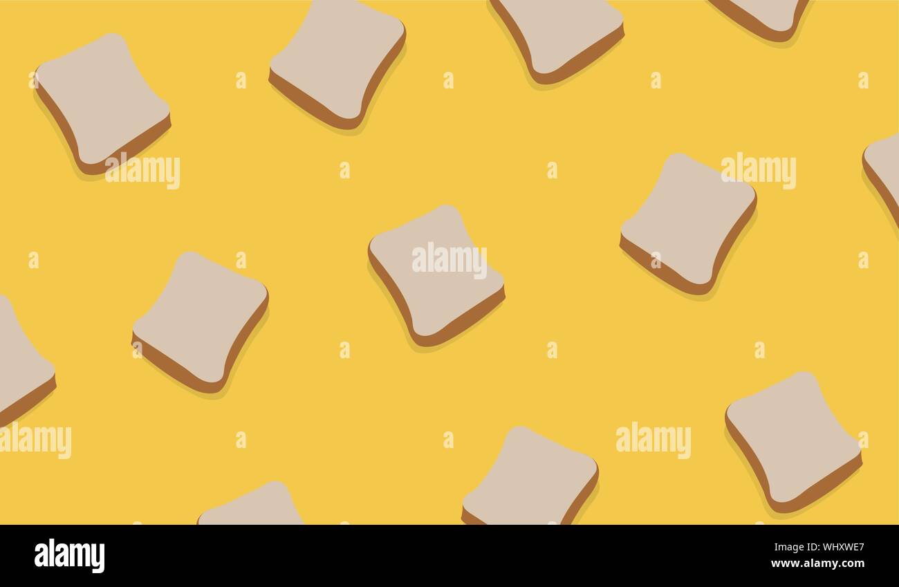 Slice Bread Pattern on yellow background vector.Slice of wheat bread ...