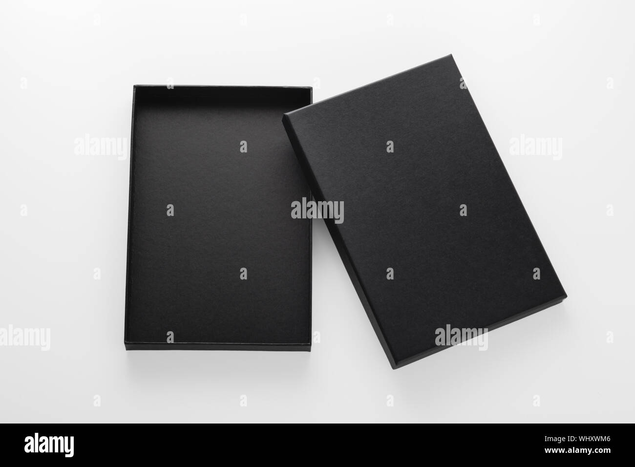 Open black box mockup isolated on white background Stock Photo - Alamy