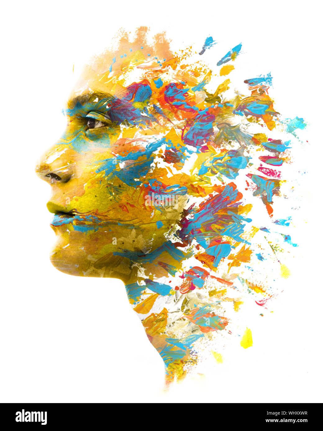 Portrait photography blends in with original artwork Stock Photo - Alamy