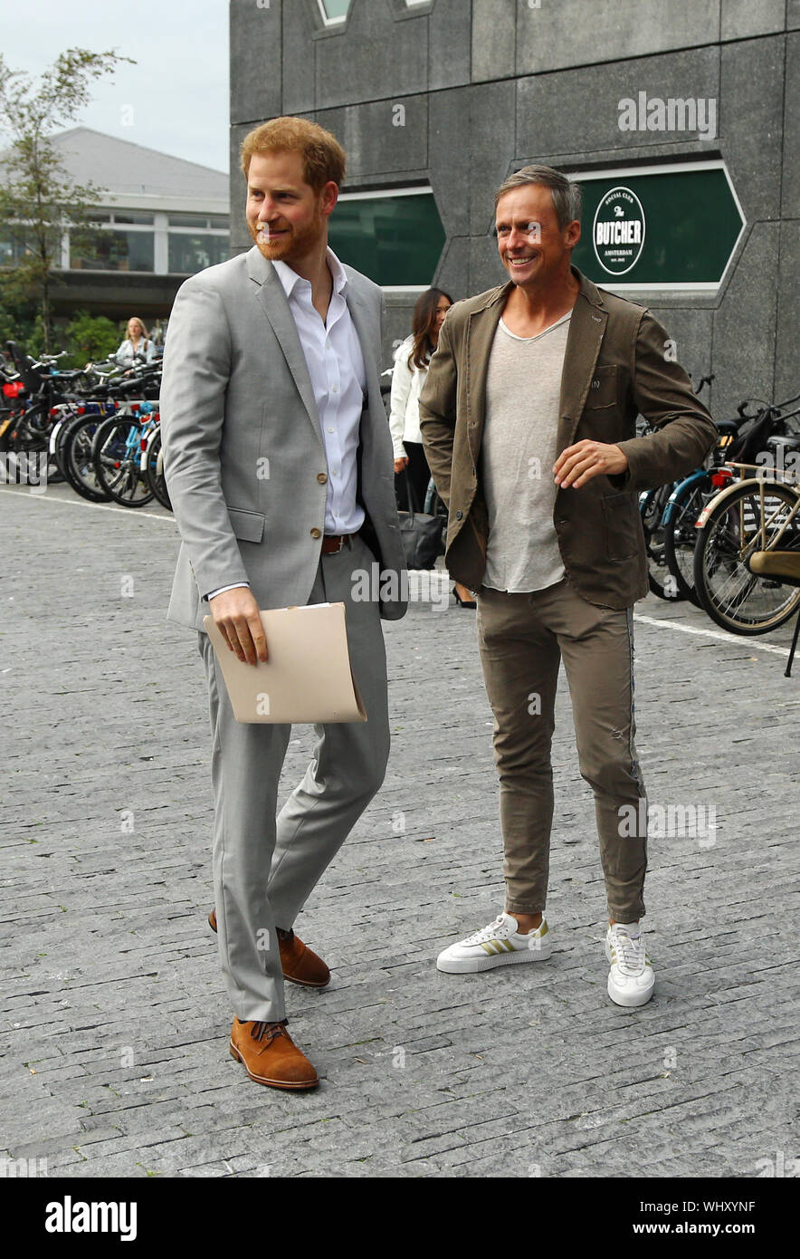Sander Groet (right), a partner at the A'DAM Tower in Amsterdam greets ...