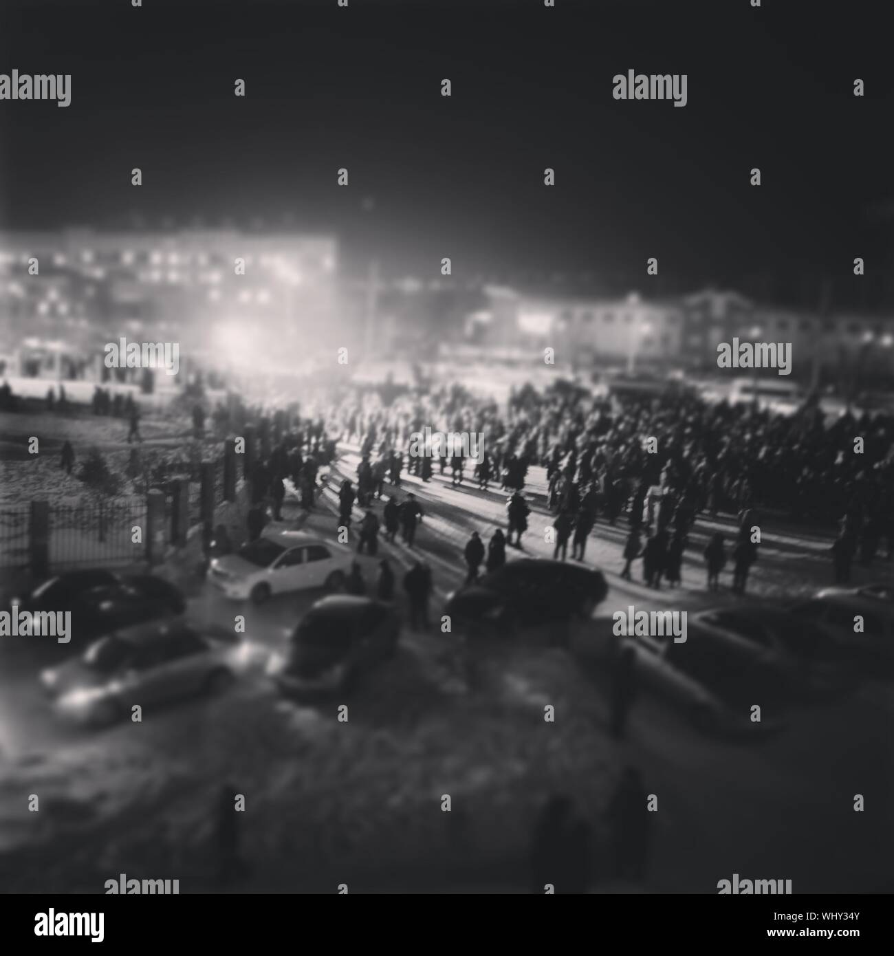 Tilt-shift Image Of People And Cars On City Street Stock Photo - Alamy