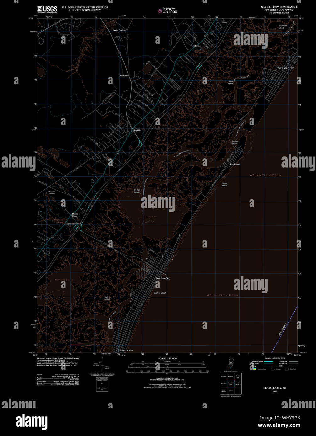 Sea isle city new jersey map hi-res stock photography and images - Alamy