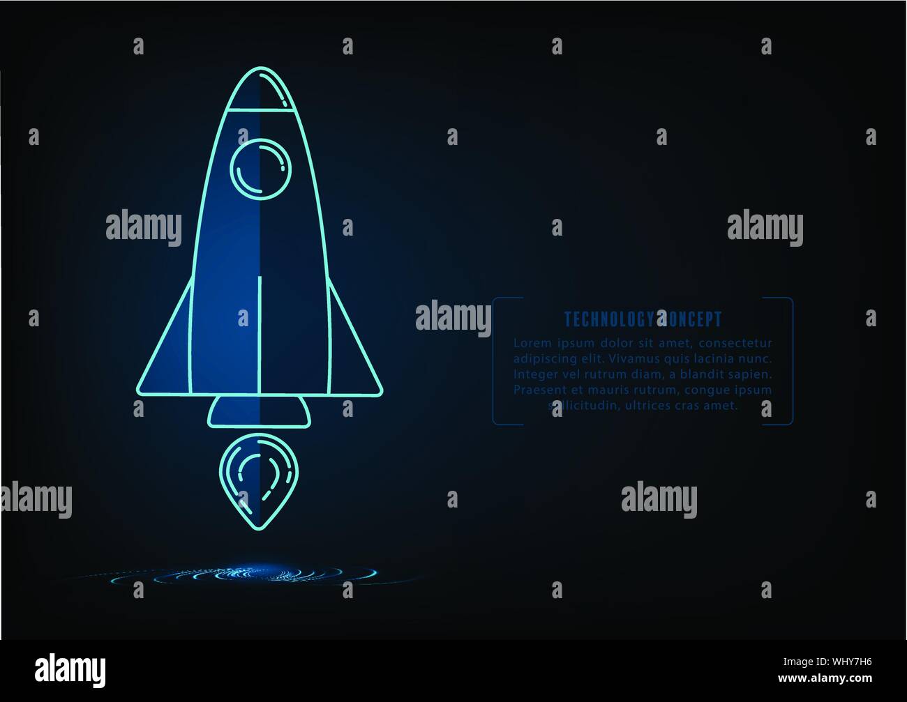 Rocket launch on blue background elements for start up concept of ...