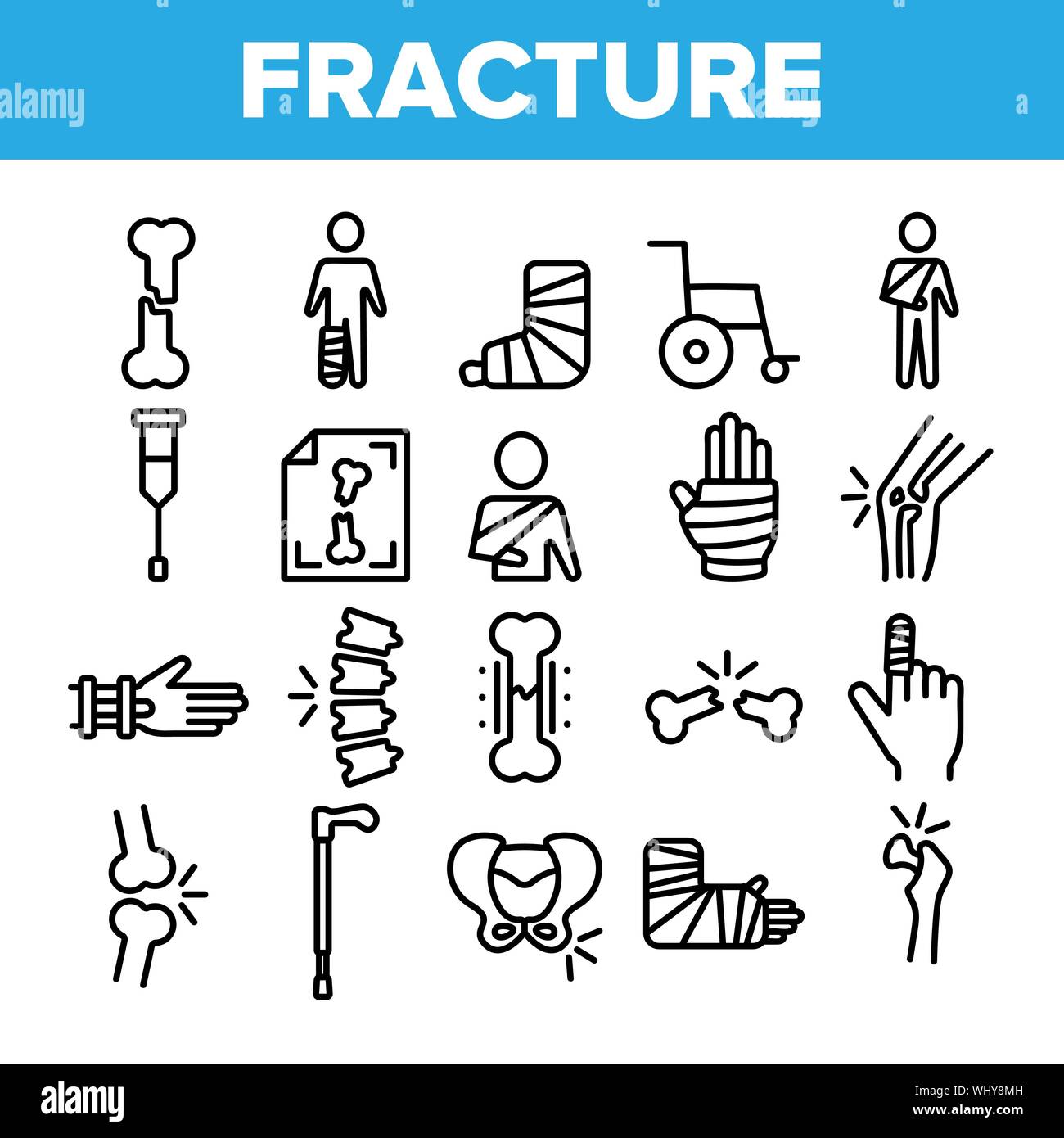 Collection Fracture Elements Vector Sign Icons Set Stock Vector Image ...