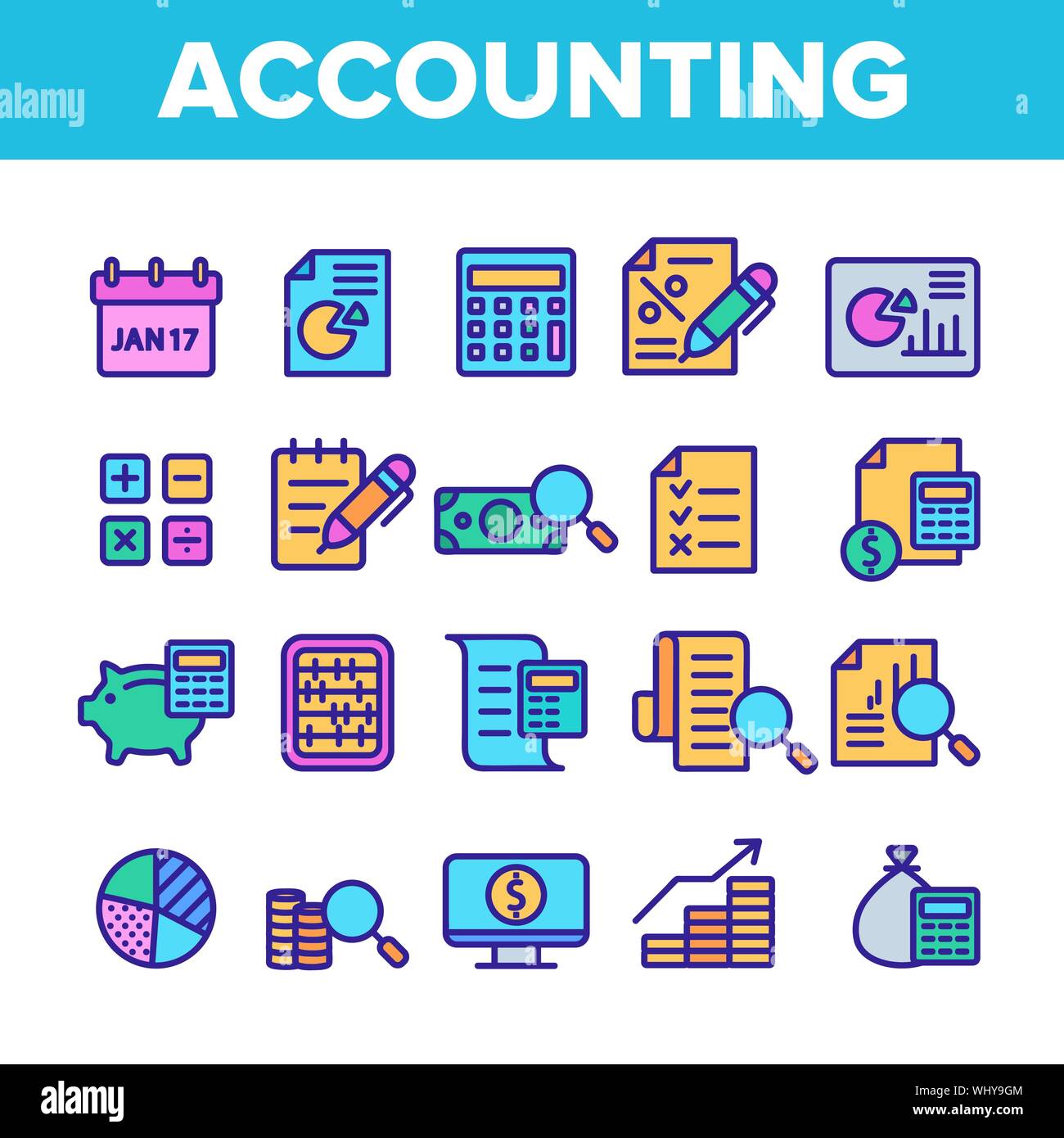 Color Accounting Elements Vector Icons Set Stock Vector Image & Art - Alamy