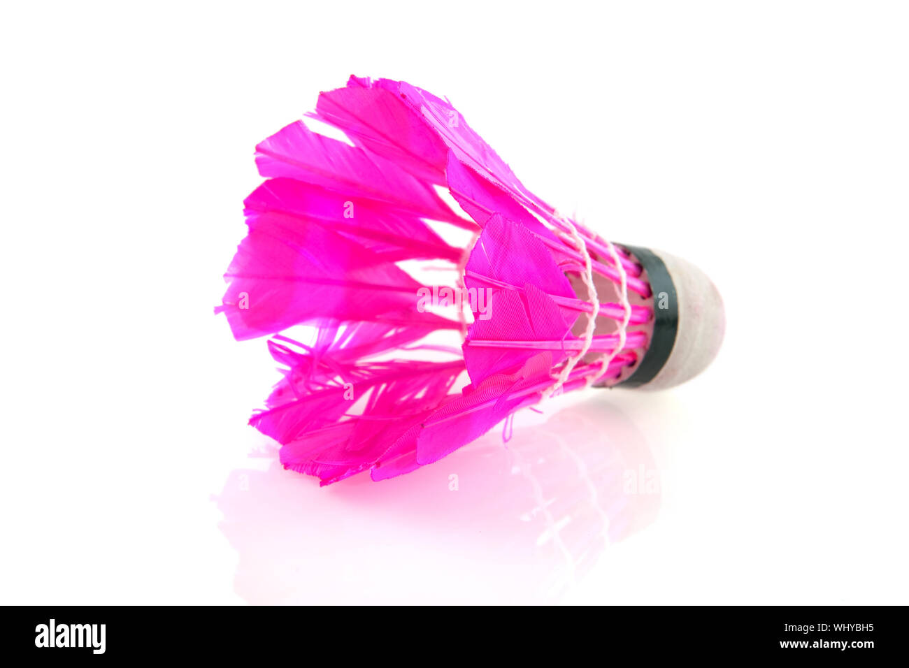 pink shuttle cock for playing badminton isolated over white Stock Photo ...