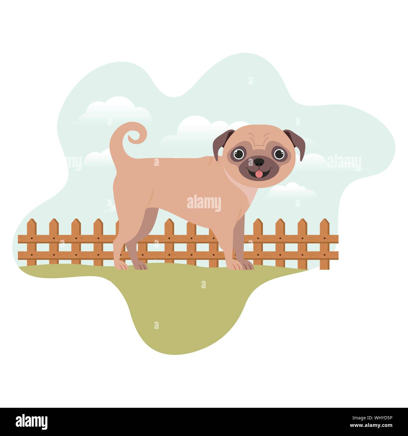 cute pug dog with background landscape Stock Vector Image & Art - Alamy