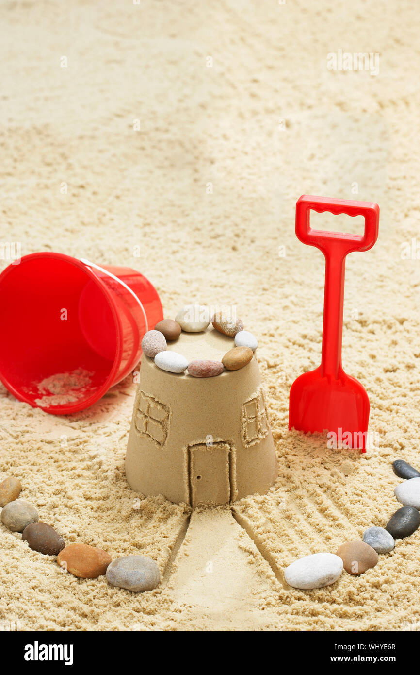 Sand castle on beach elevated view Stock Photo - Alamy