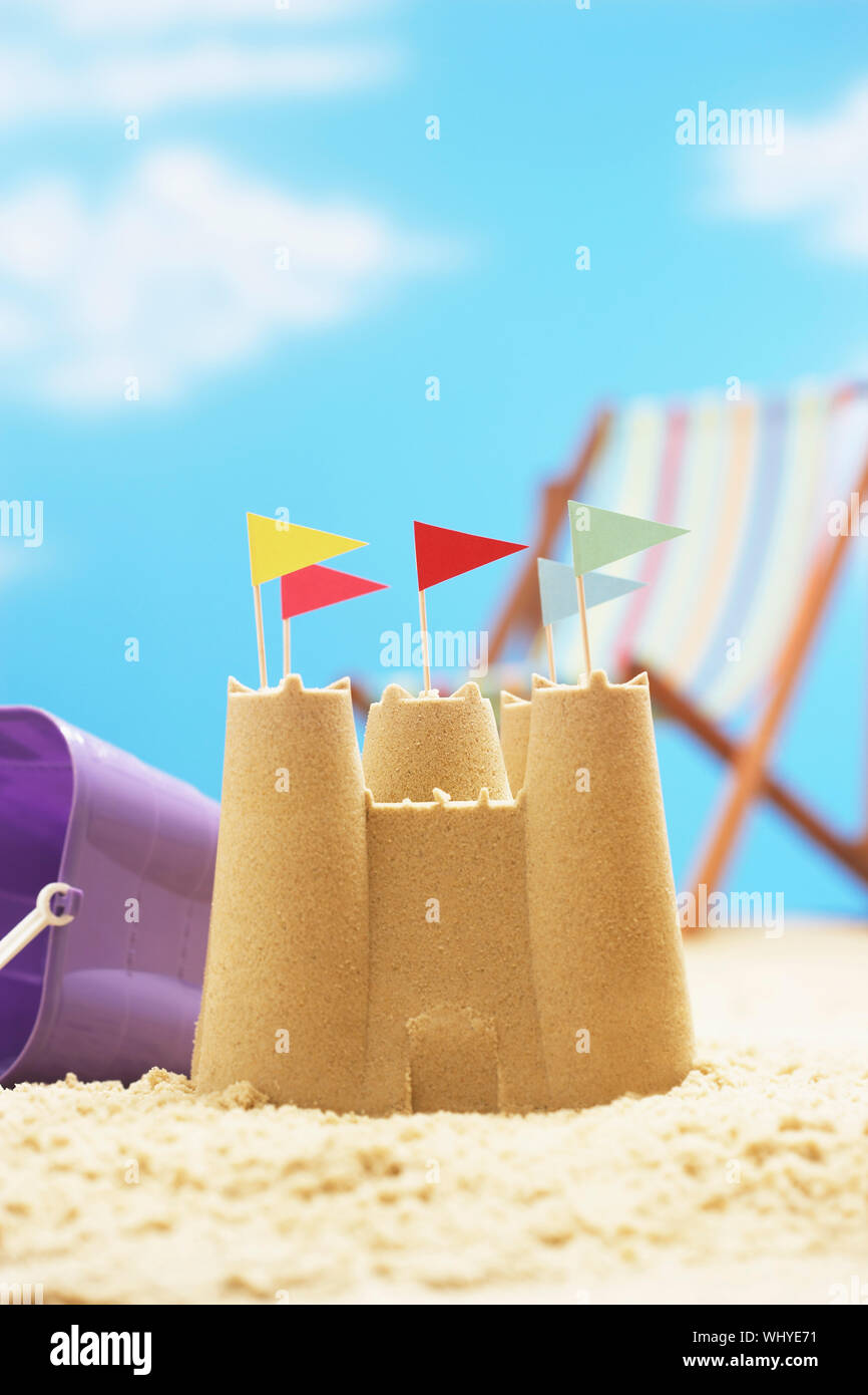 Sand castle on beach Stock Photo - Alamy