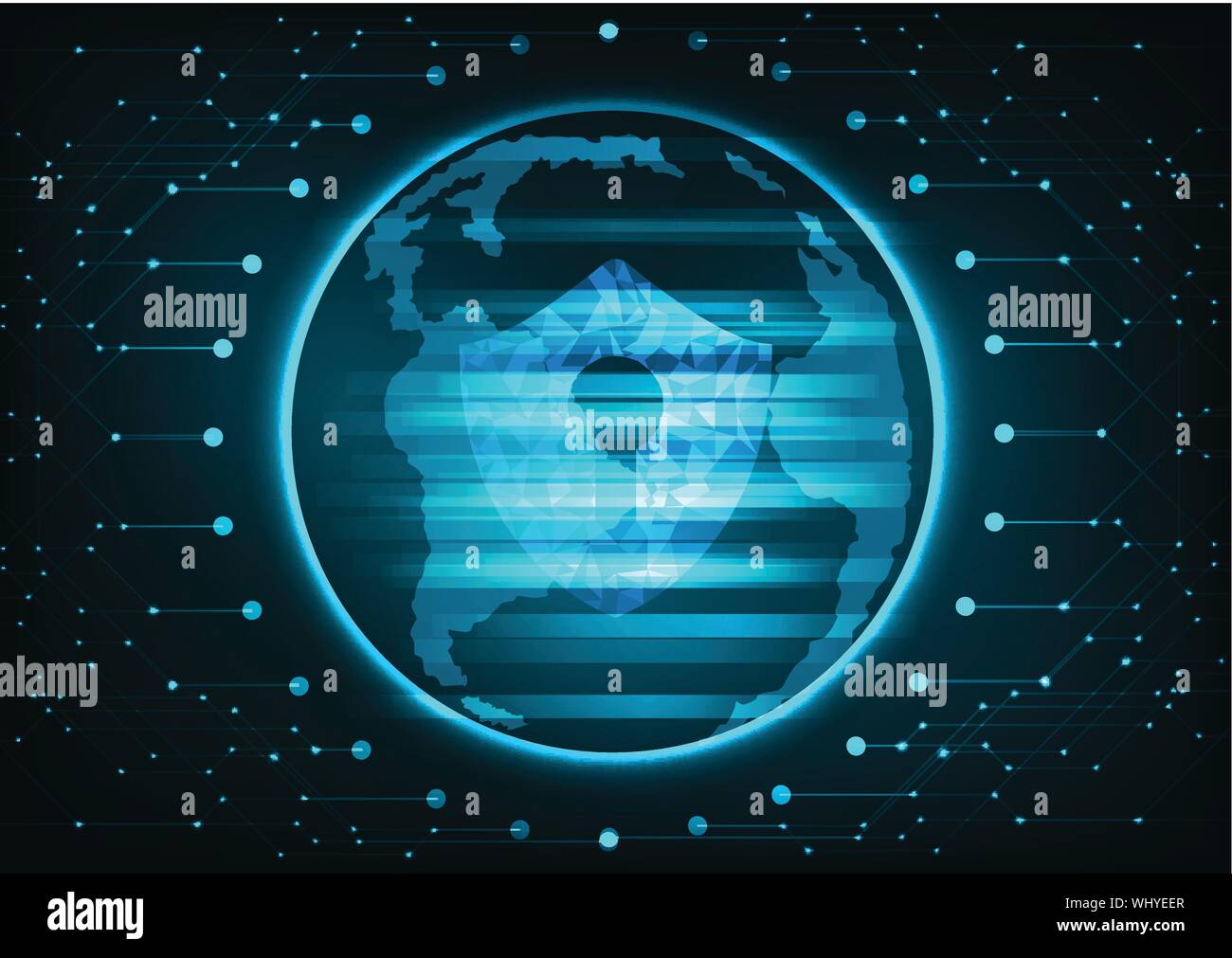 Protection global network security concept. Protect mechanism, system ...