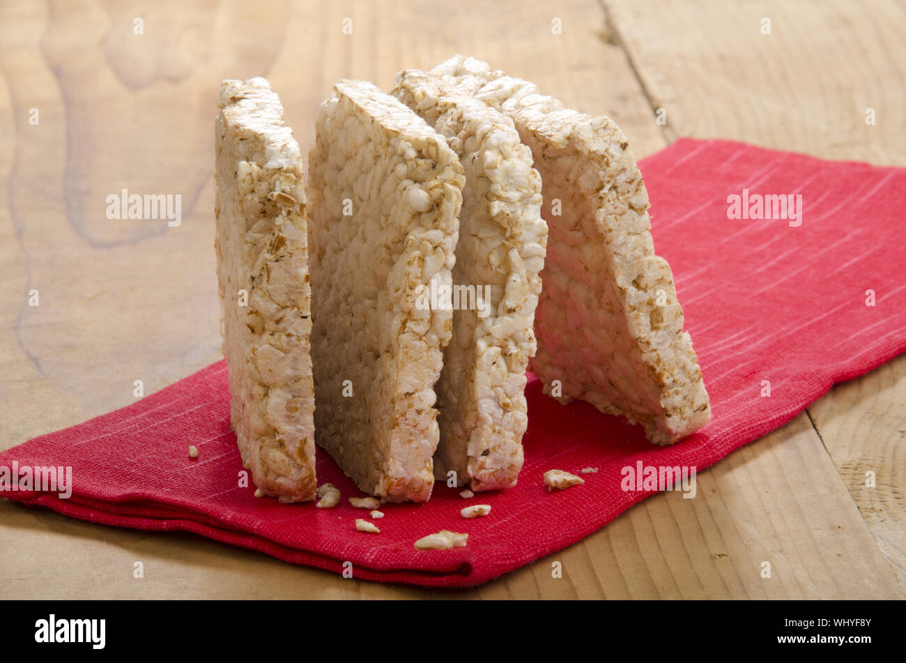 square puffed rice on a red cloth Stock Photo - Alamy