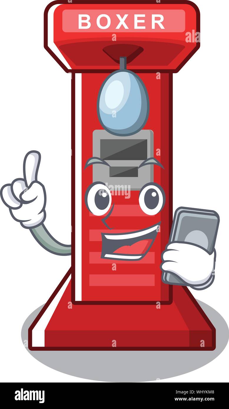 With phone boxing game machine isolated the mascot Stock Vector Image ...