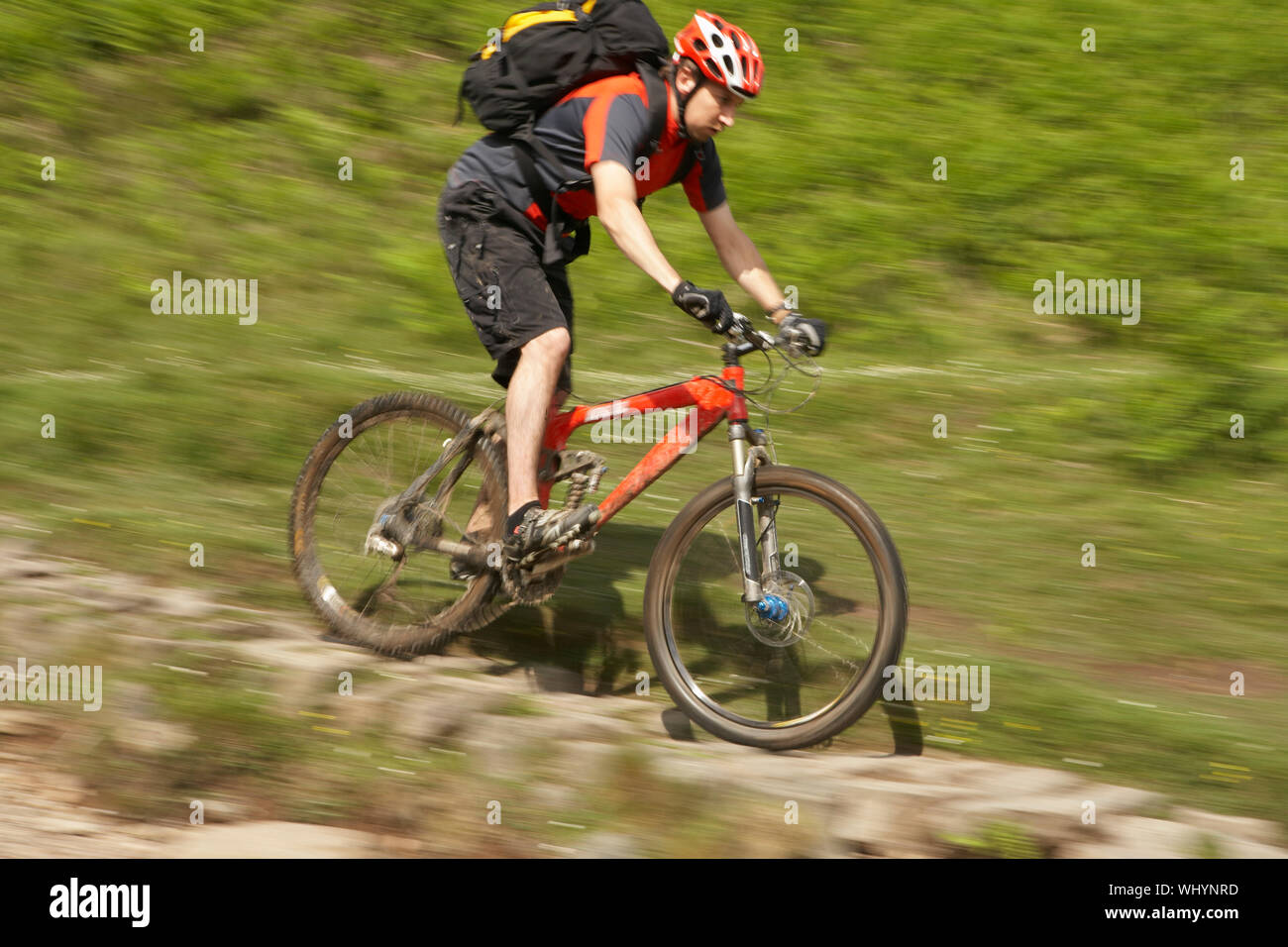 Side view of a male cyclist on countryside track Stock Photo - Alamy