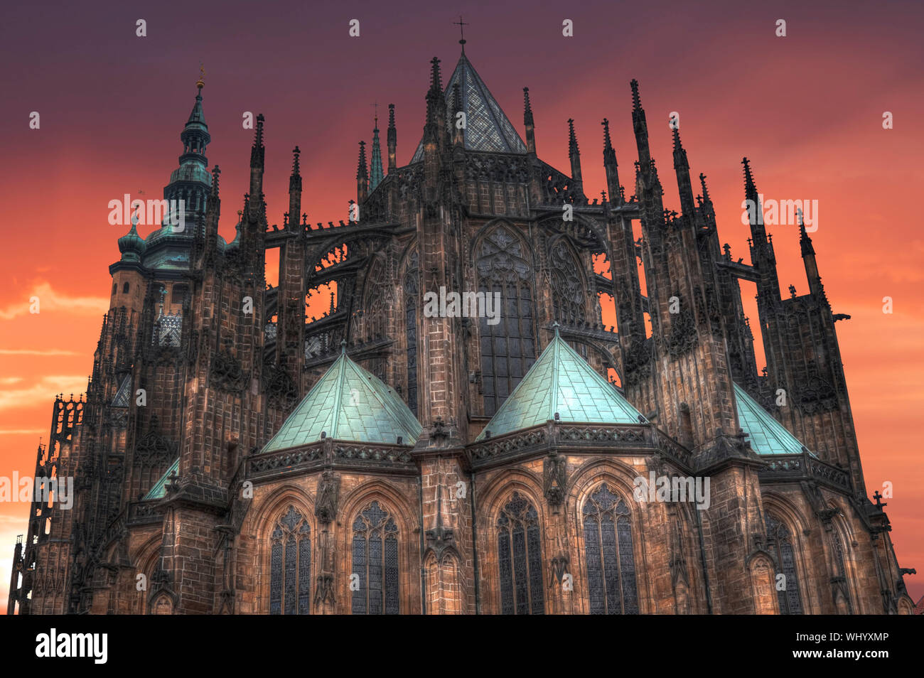 Prague Old town square, Tyn Cathedral. under sunlight Stock Photo - Alamy