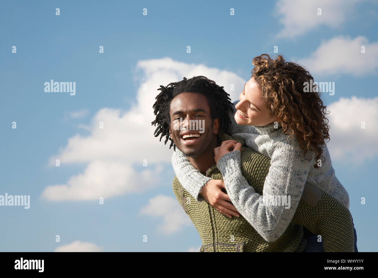 Portrait happy boyfriend piggybacking hi-res stock photography and ...