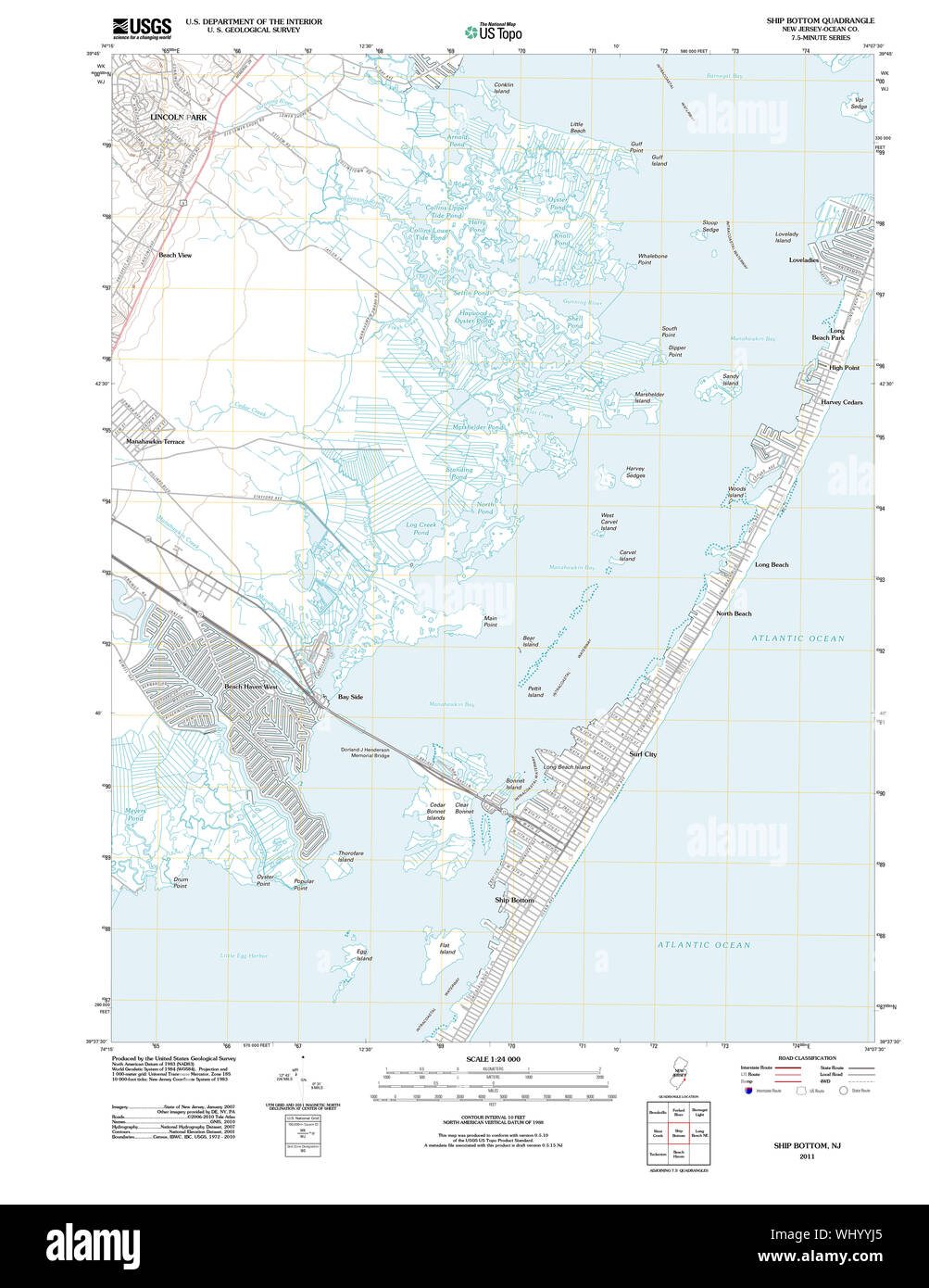 Map of ship bottom new jersey Cut Out Stock Images & Pictures - Alamy
