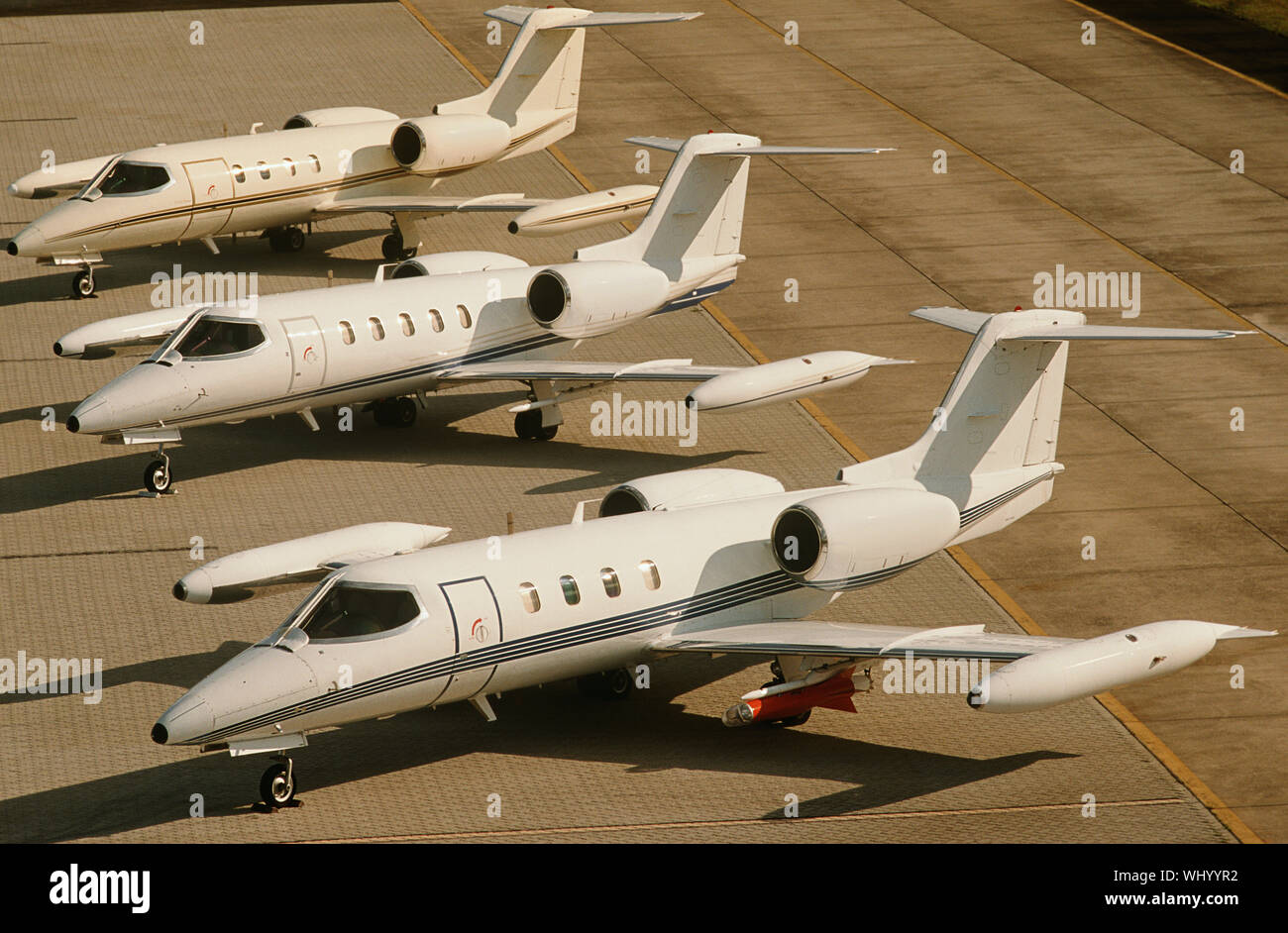 Three jet plains at airport, elevated view Stock Photo - Alamy