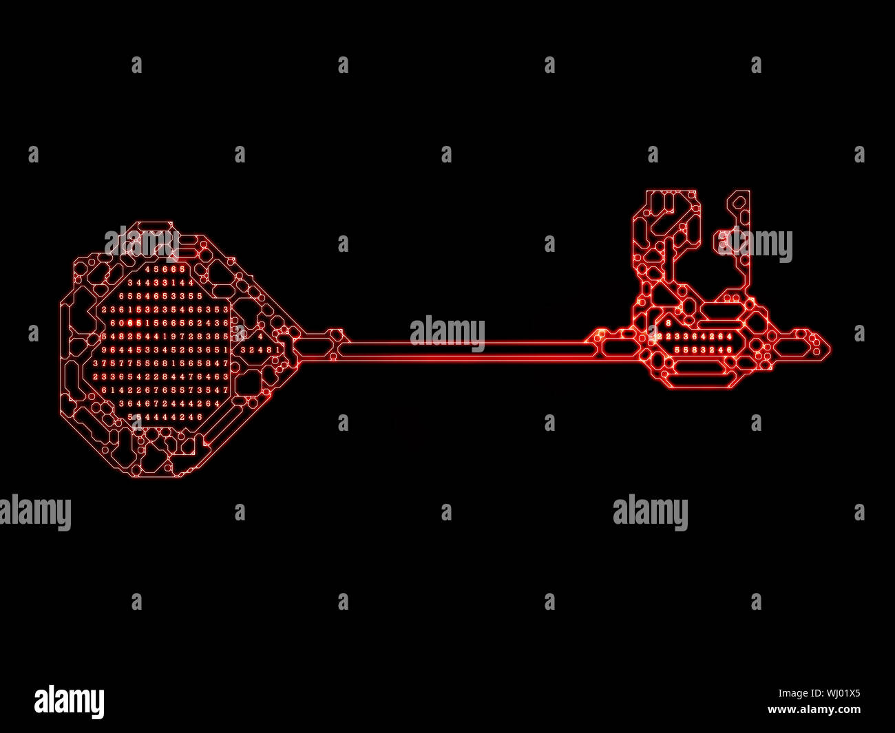 Encryption Key series. Composition of stylized key and number symbols ...